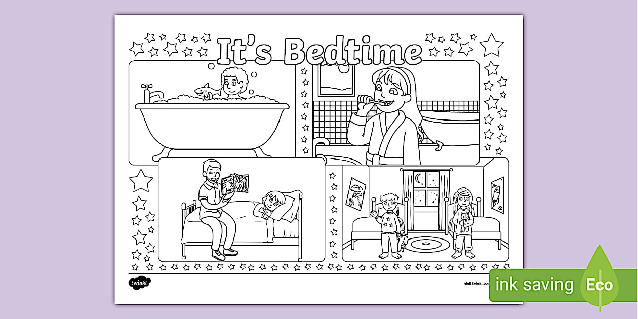 It's Bedtime Colouring Page (teacher made) - Twinkl