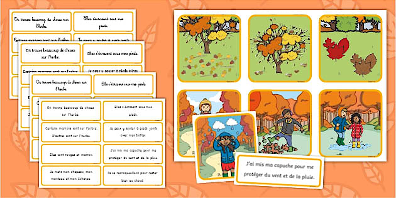 Associer les phrases simples aux images de l'automne