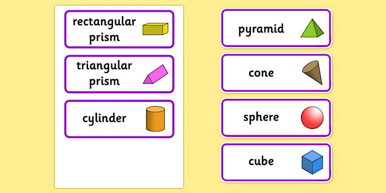 3D Shape Word Cards (teacher made) - Twinkl
