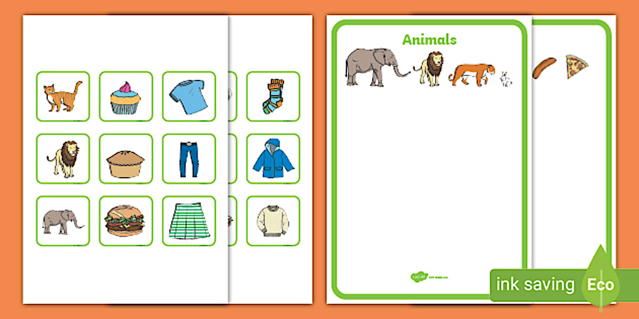 Editable Animal, Clothes And Food Sorting Activity - Twinkl