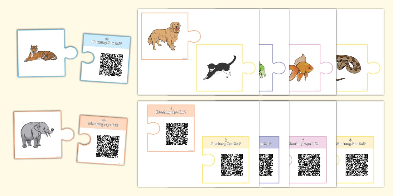 QR Code Hunt - Indonesian Animals Jigsaw - Twinkl