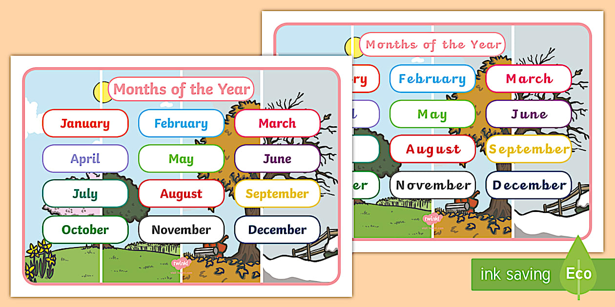Months of the Year Word Mat - Primary (teacher made)