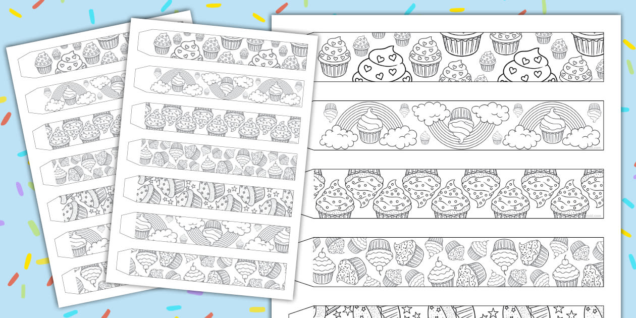 Cupcake Colouring Paper Chains (teacher made) - Twinkl