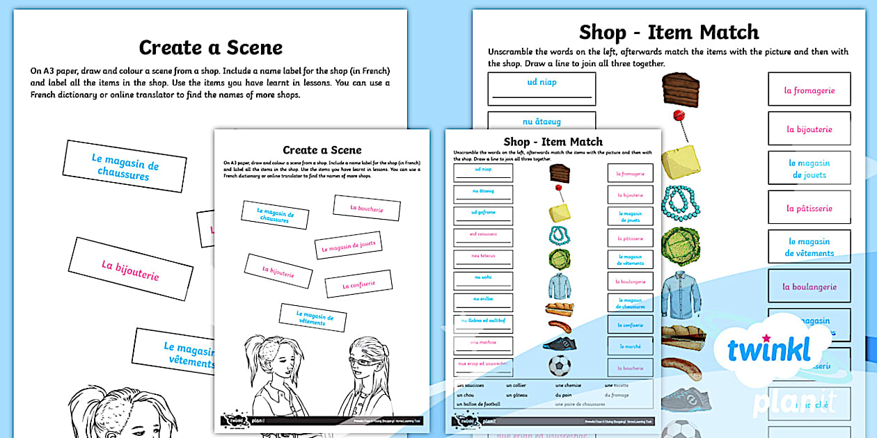 French: Going Shopping Year 4 Home Learning Tasks - Twinkl