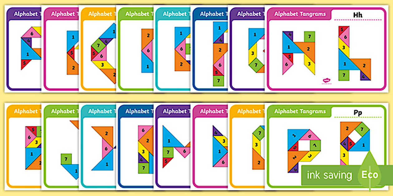 Alphabet Beginner Tangram Printable Instructions - F-2