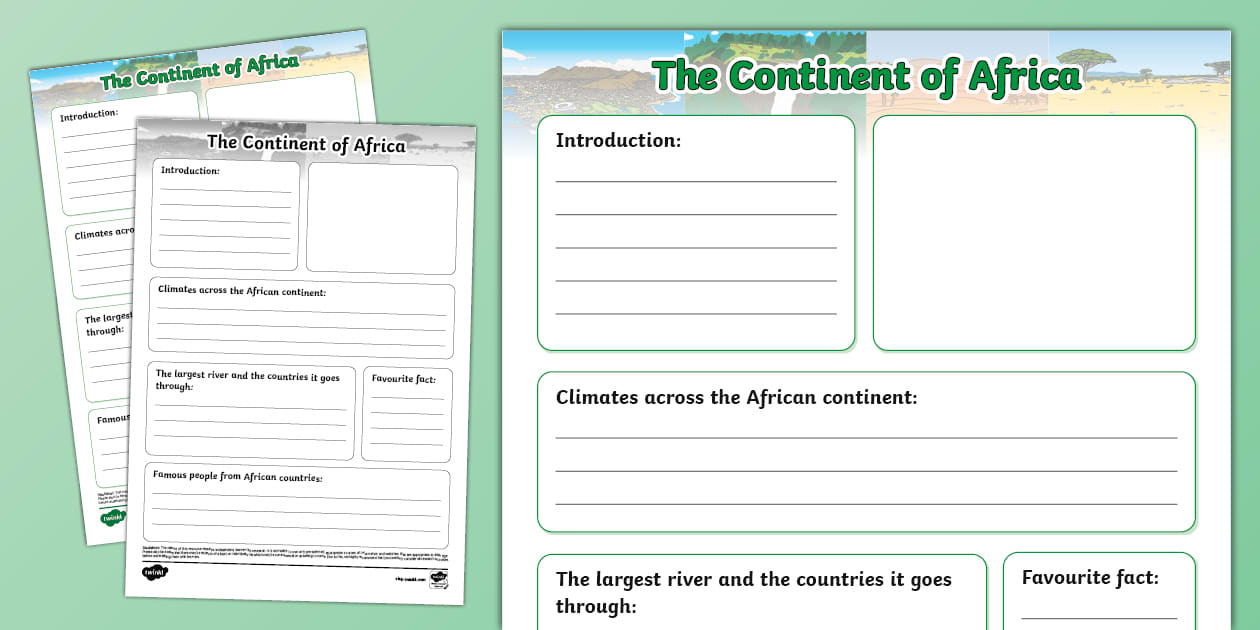 KS1 Continent of Africa Non-Chronological Report Template