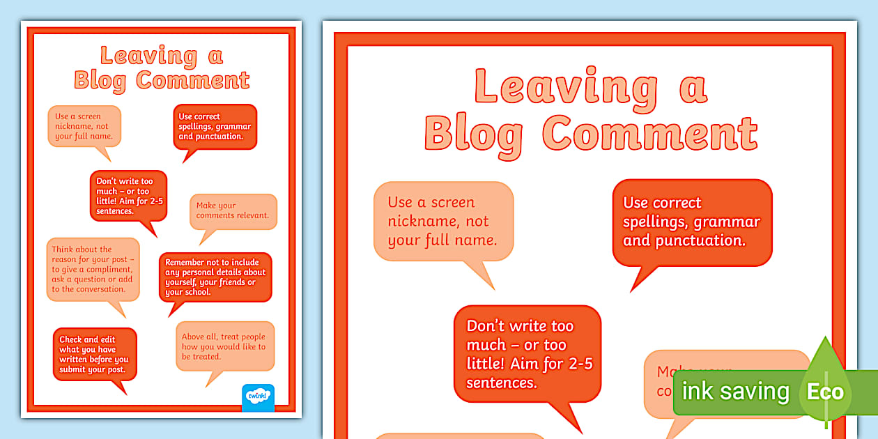 Leaving A Blog Comment Display Posters (teacher made)