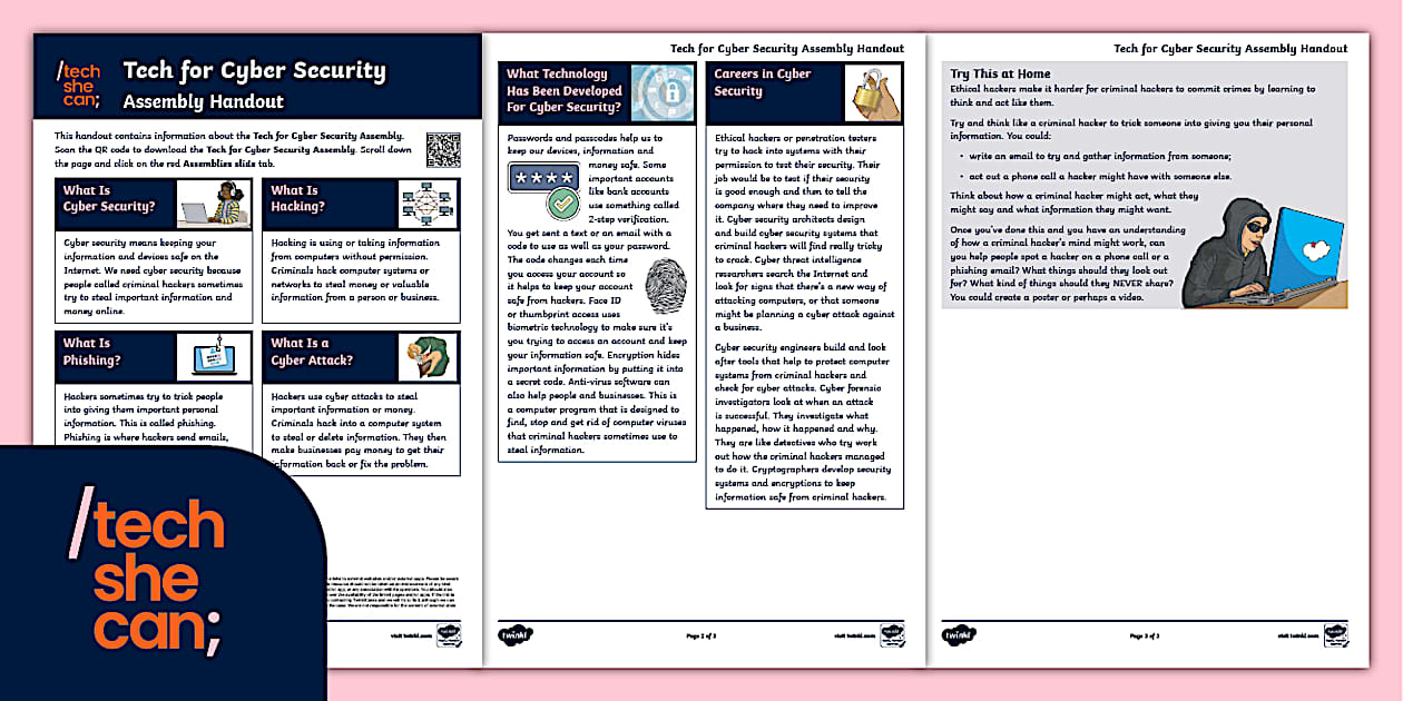 Tech for Cyber Security Assembly Handout - Twinkl -Computing