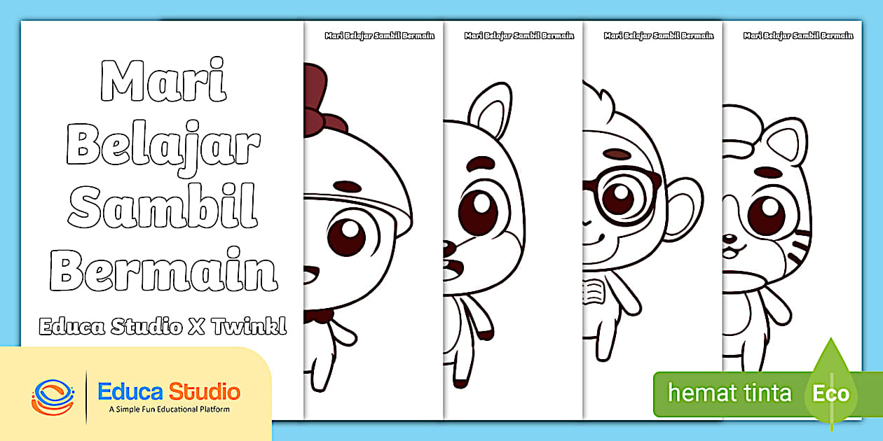 FREE! - Lembar Mewarnai Karakter Marbel - Educa Studio X Twinkl