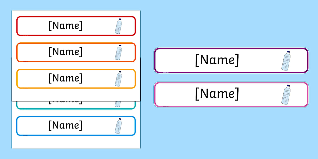 👉 Drink Bottle Labels - Editable Water Bottle Name Labels
