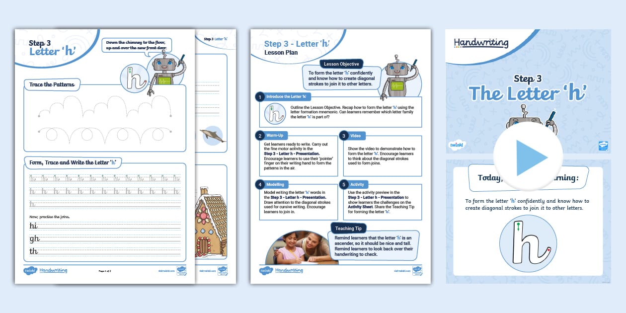 Step 3 One-Armed Robot Handwriting Letter 'h' Pack