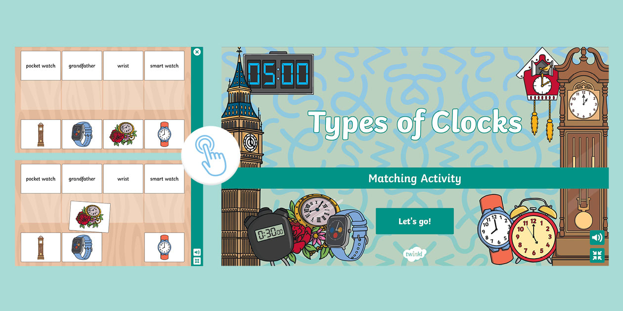 👉 * NEW * Types of Clock Interactive Matching Activity