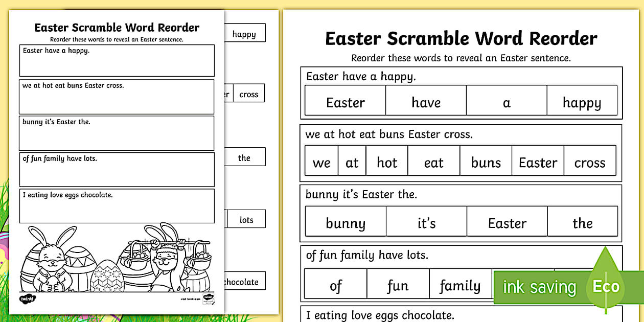 Easter Sentence Unscramble (teacher made) - Twinkl
