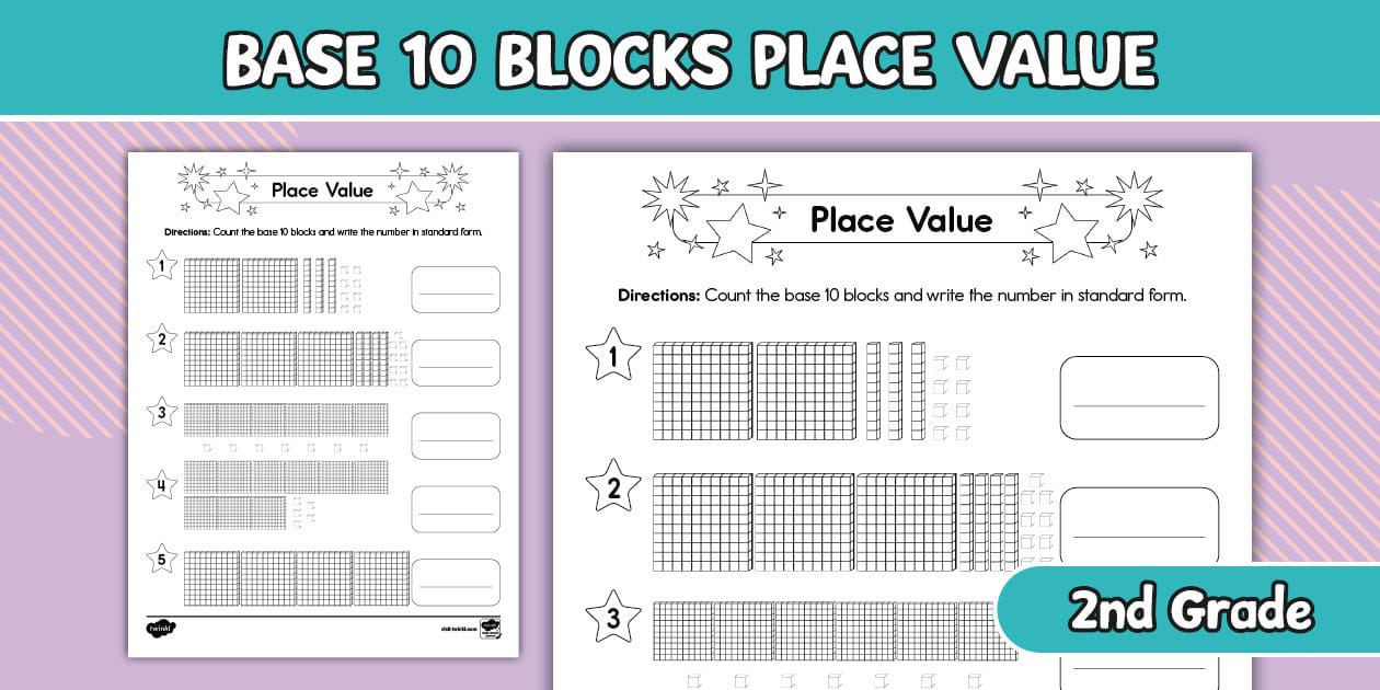 Place Value Count the Base 10 Block Math Worksheet 2nd Grade