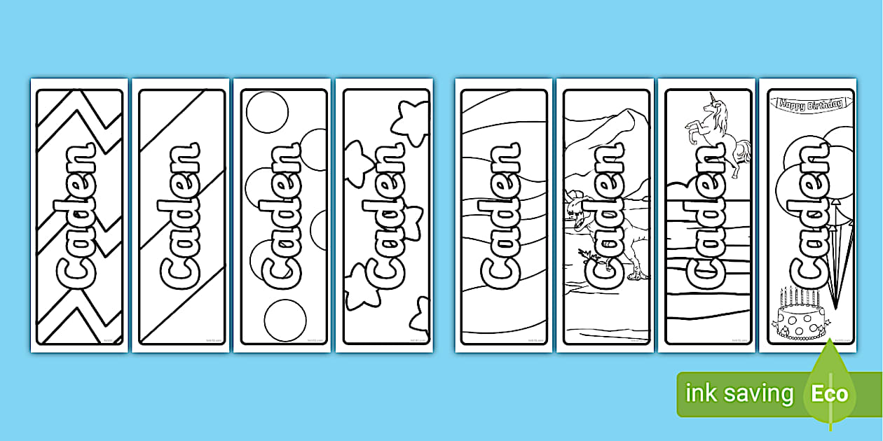 Caden Name Simple Colouring Bookmarks (teacher made)