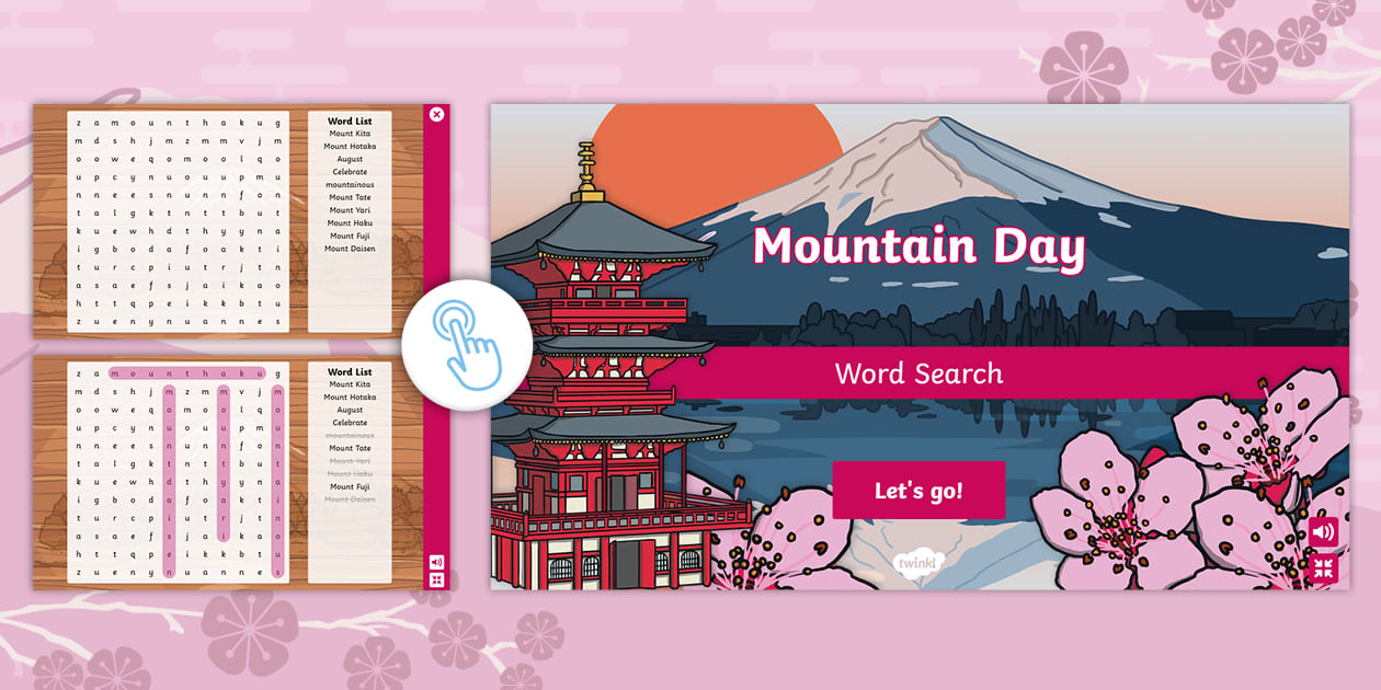 Mountain Day Interactive Word Search 山の日 英語ワードサーチ｜Twinkl