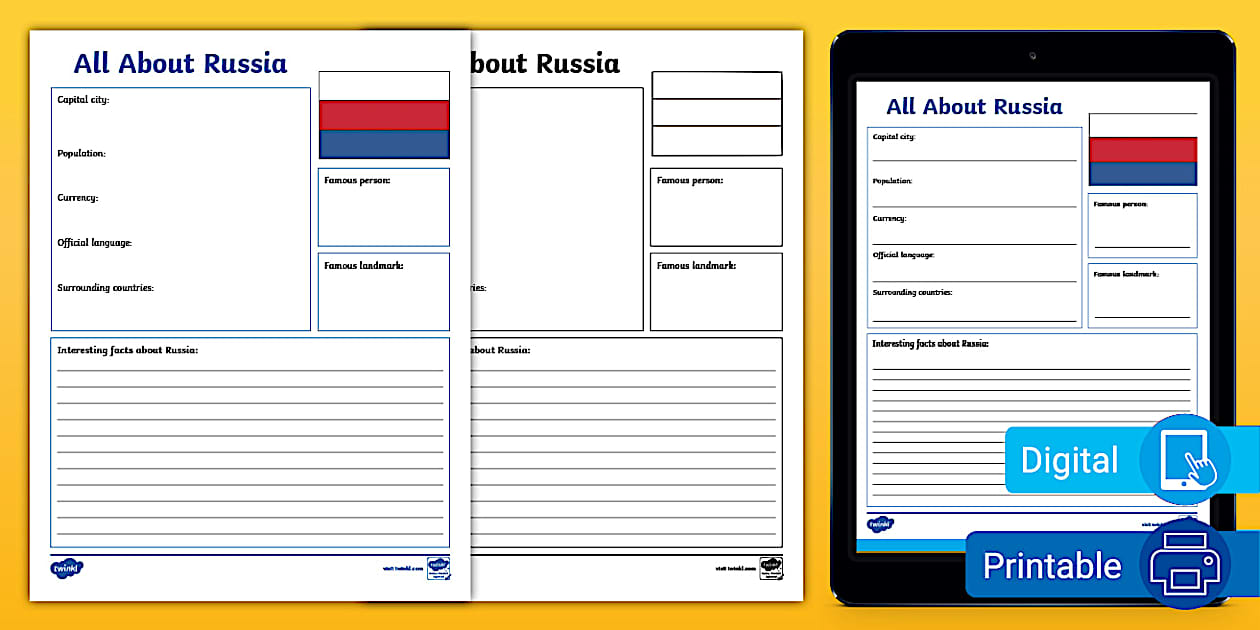 All About Russia Research Worksheet (teacher made) - Twinkl