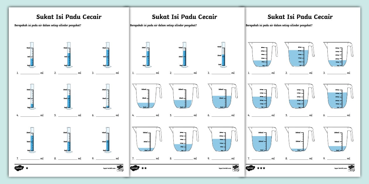 Matematik Tahun 2 - Sukat Isi Padu Cecair - Twinkl