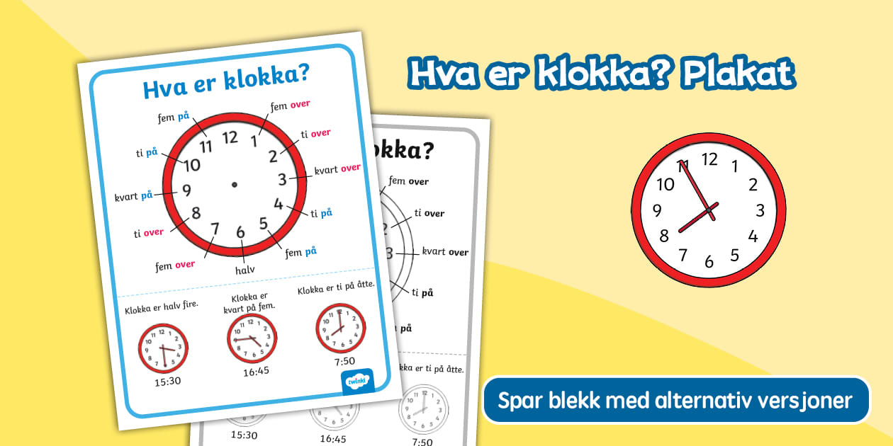 Hva er klokka? Plakat