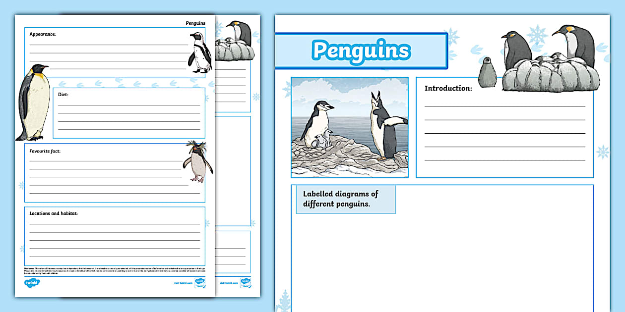 Penguins Non-Chronological Report Template (teacher made)