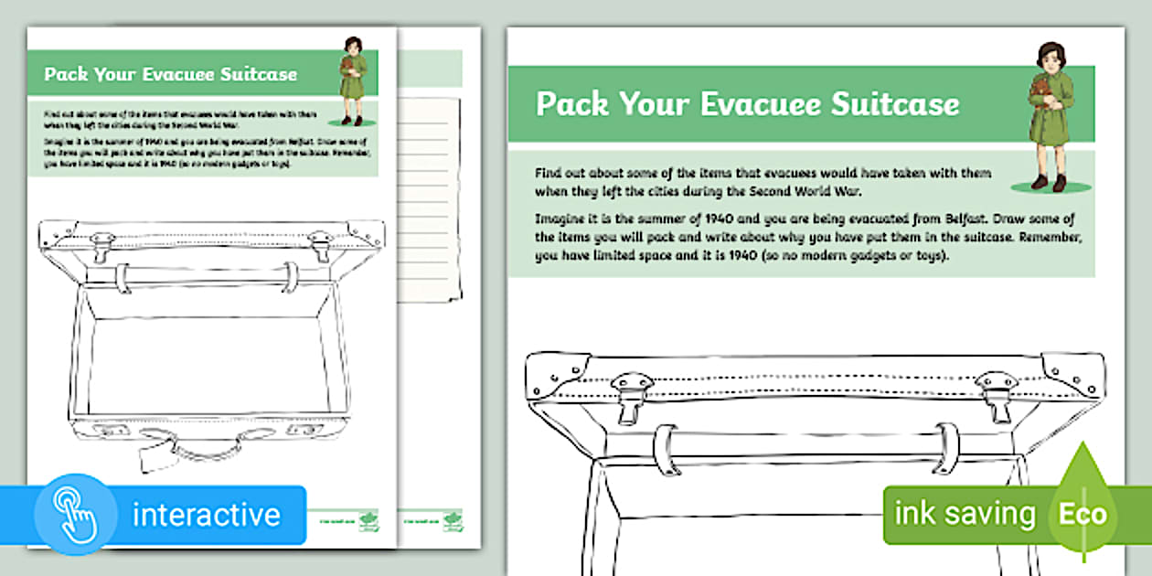 Evacuee Pack your Suitcase Activity (teacher made) - Twinkl