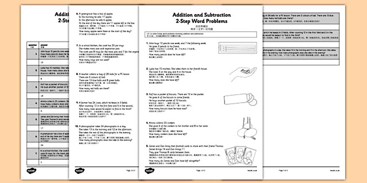 Addition and Subtraction Word Problems Worksheet / Worksheet Year 2 ...
