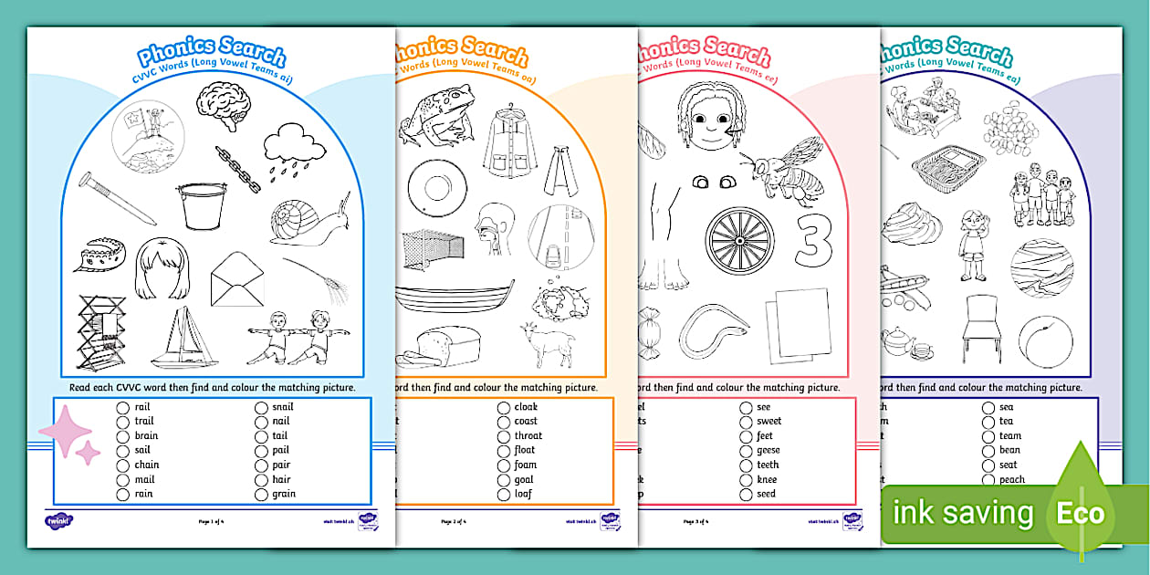 CVVC Word Phonics Search Activity - Long Vowels - Twinkl