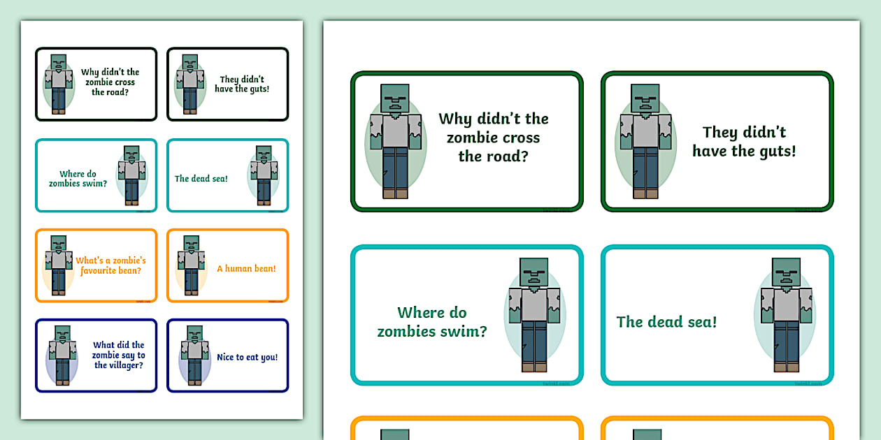 Zombie Jokes for Kids Matching Cards (Teacher-Made) - Twinkl