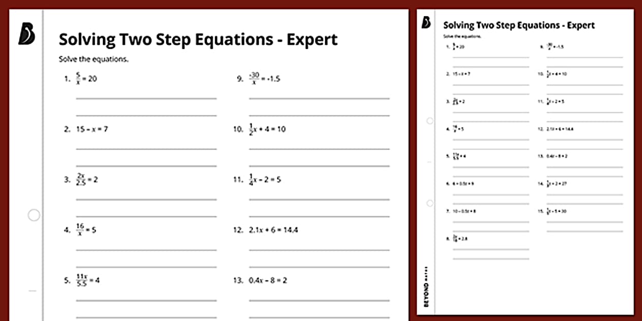 👉 Solving Two Step Equations - Expert - KS3 Maths