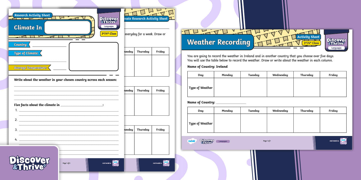Weather (Climates Around the World) Activity Sheets - Twinkl