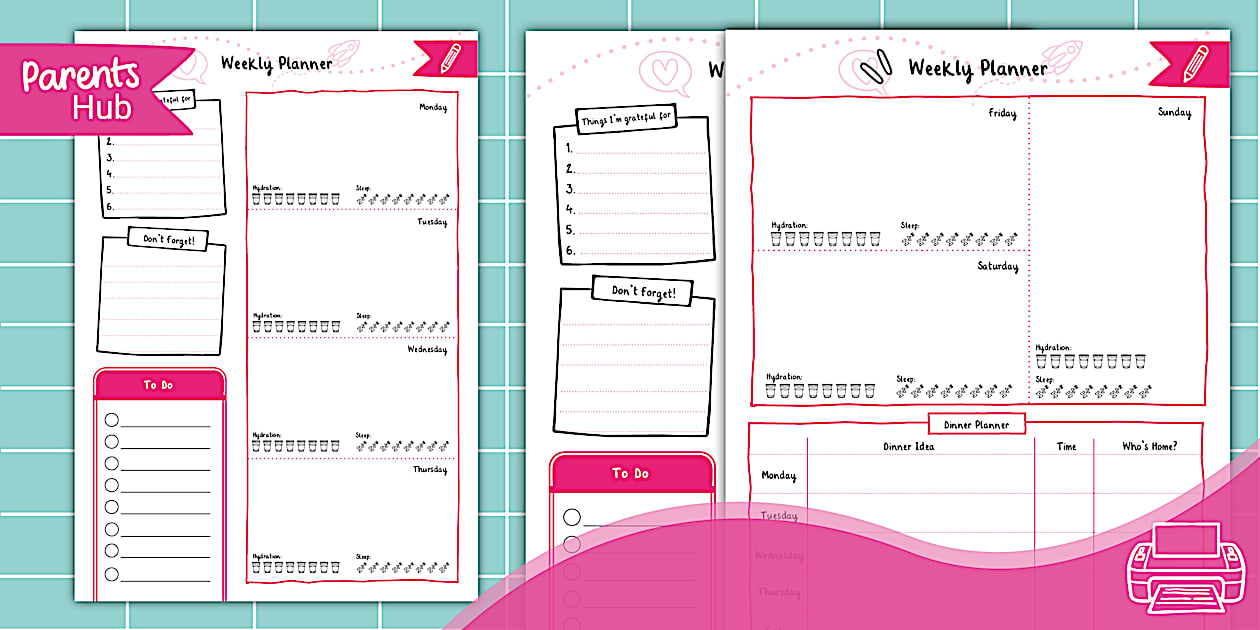 Parents | Weekly Planner | Family Organiser - Twinkl