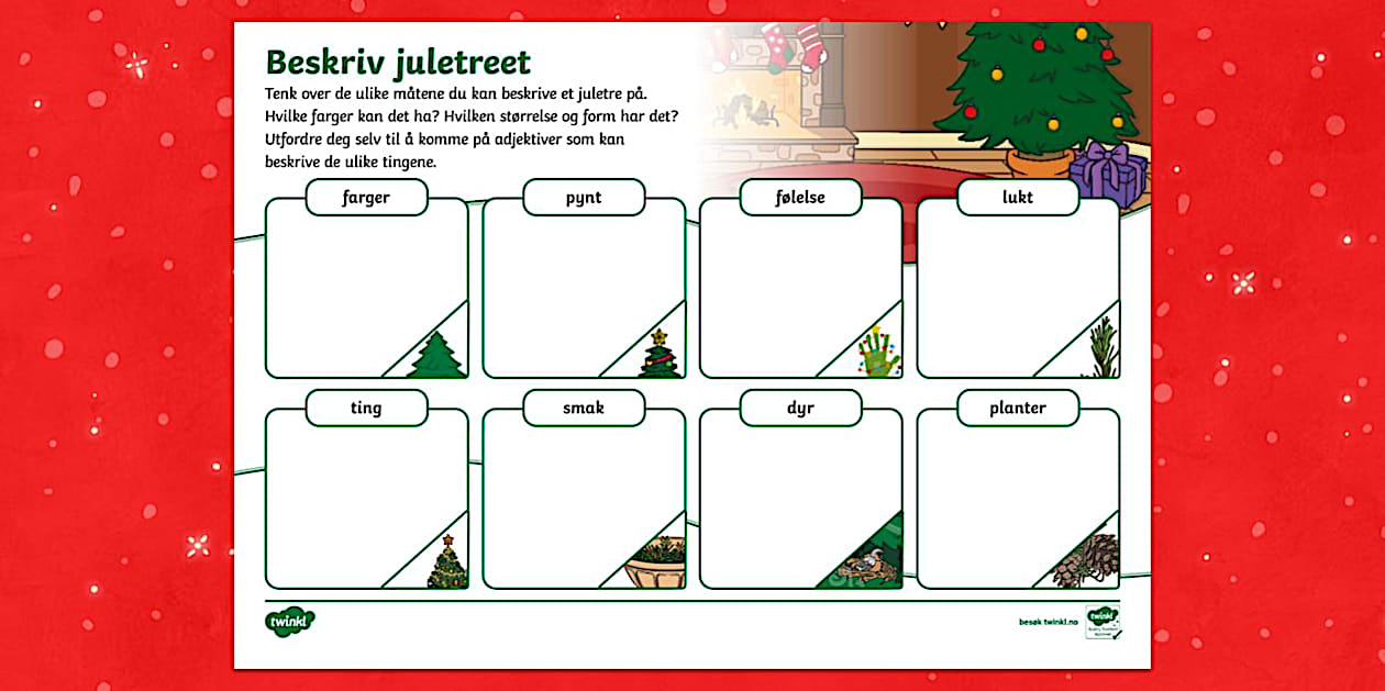 Juletre adjektivoppgave (l'enseignant a fait) - Twinkl