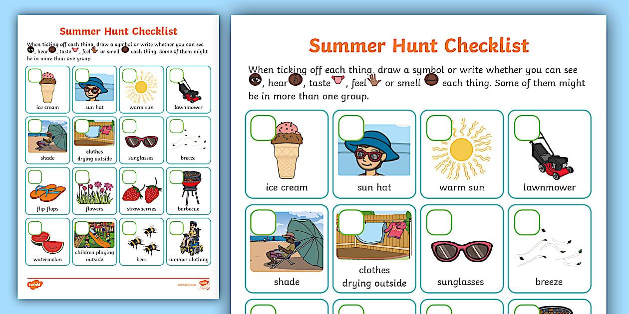 Summer Hunt Checklist - Twinkl