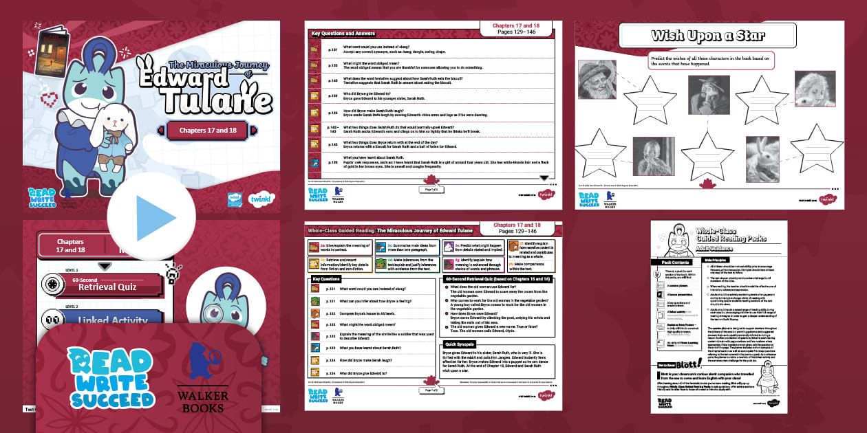 FREE! - The Miraculous Journey of Edward Tulane Guided Reading Pack ...