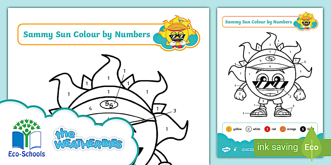 The Weatherbies Sammy Sun Colour by Numbers Activity Sheet