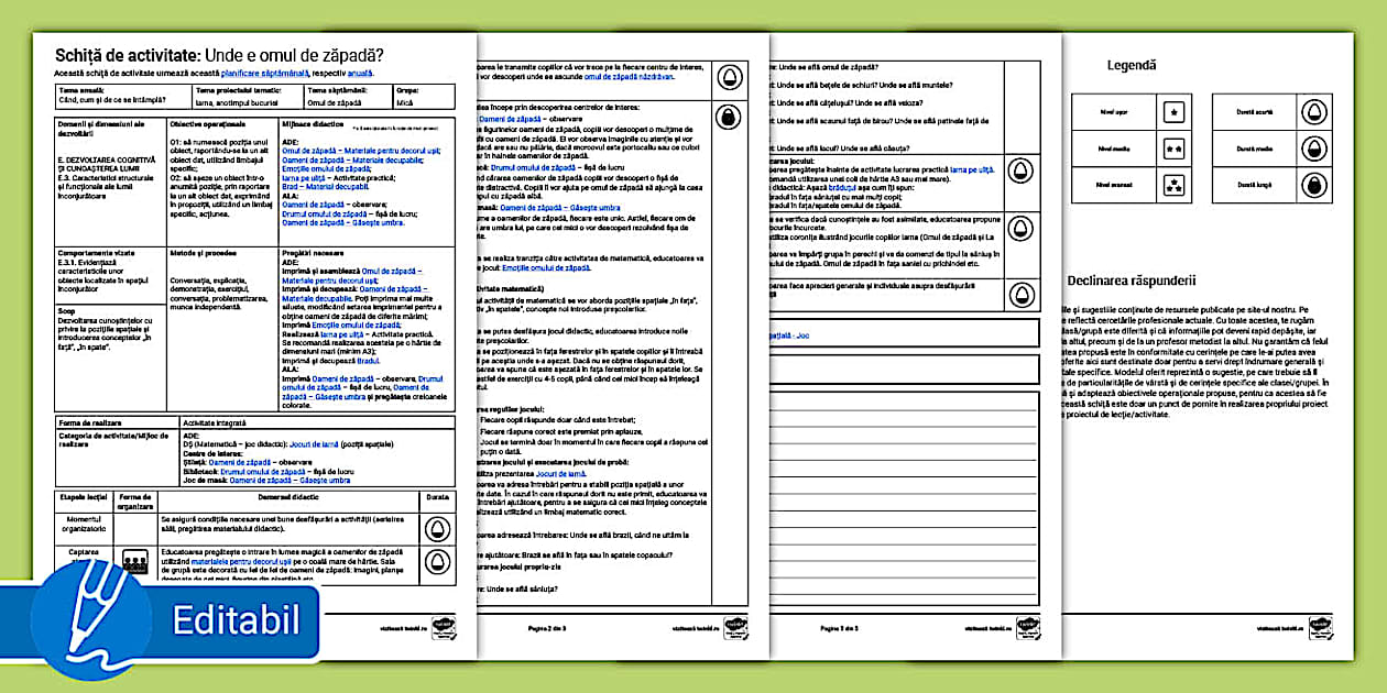Unde e omul de zăpadă? – Schiță de activitate grupa mică