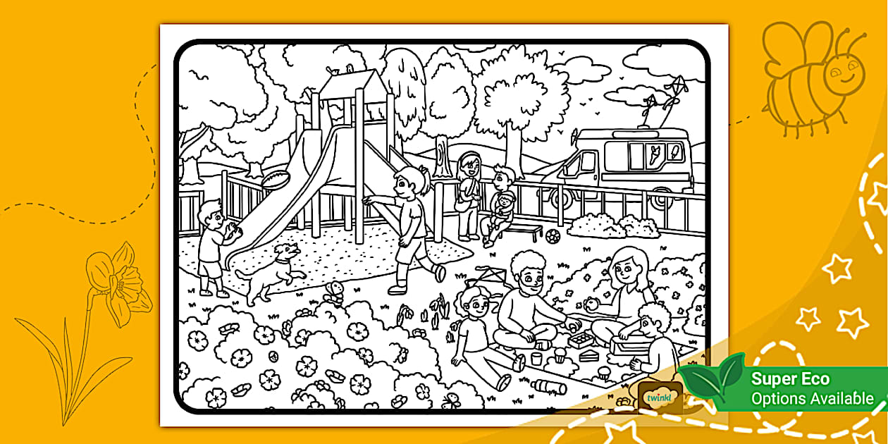 Park-Themed Busy Picture Colouring | Parents Resource