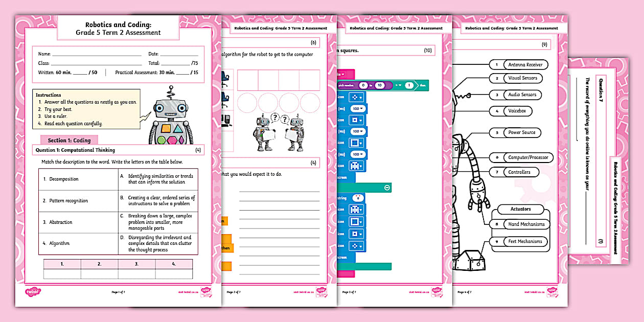 Robotics and Coding Grade 5 Term 4 Assessment (teacher made)