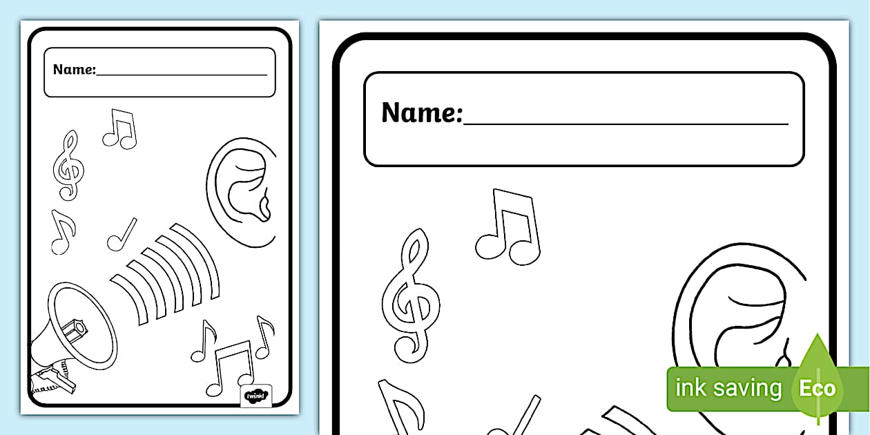 Sound Themed Colouring Book Cover - Twinkl
