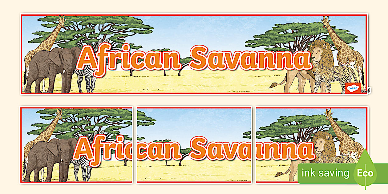 African Savanna Animals Banner - Classroom resource - Twinkl