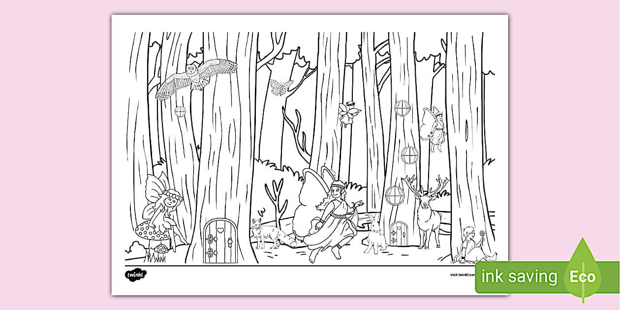 Enchanted Woodland Colouring Page (teacher made) - Twinkl