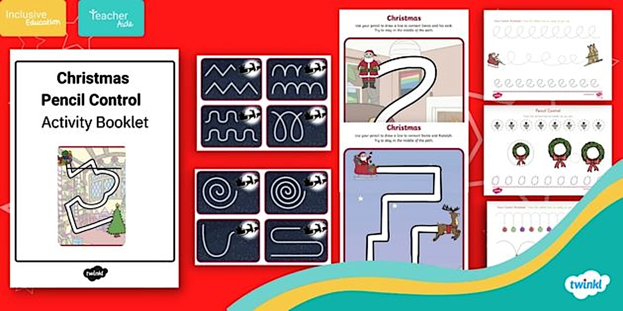 Christmas Pencil Control Activity Booklet for Teacher Aides.