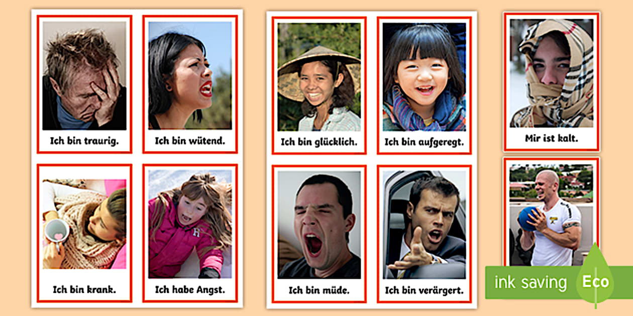Feelings and Emotions - German Flashcards (Lehrer gemacht)