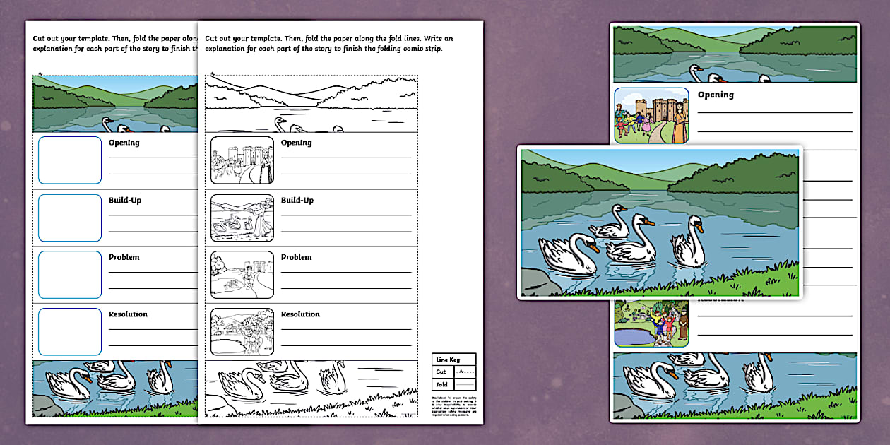 Children of Lir Folding Comic Strip Template - Twinkl