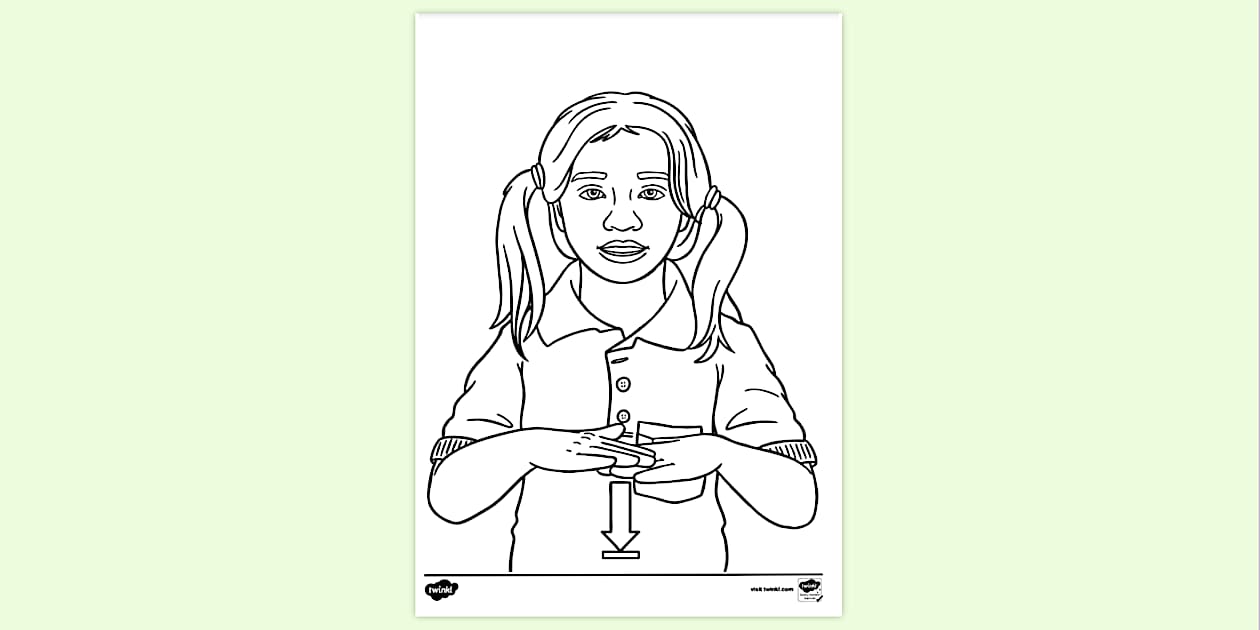 BSL Child Sit Colouring Sheet (teacher made) - Twinkl