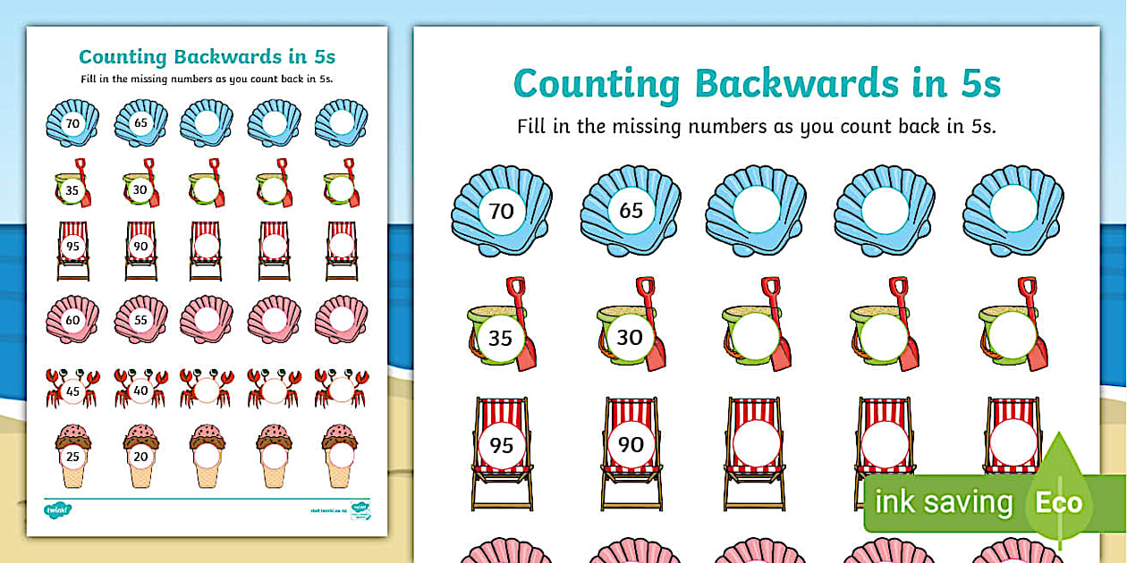 👉 Counting Backwards in 5s Activity Sheet (teacher made)