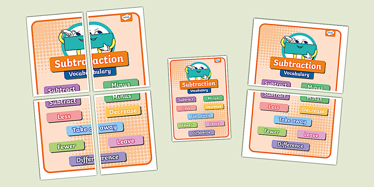 Subtraction Vocabulary Poster - Twinkl