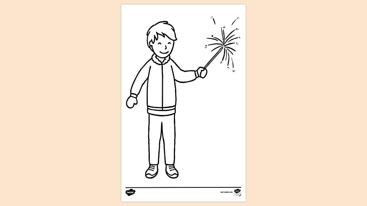 Boy With Sparkler Colouring | Colouring Sheets - Twinkl