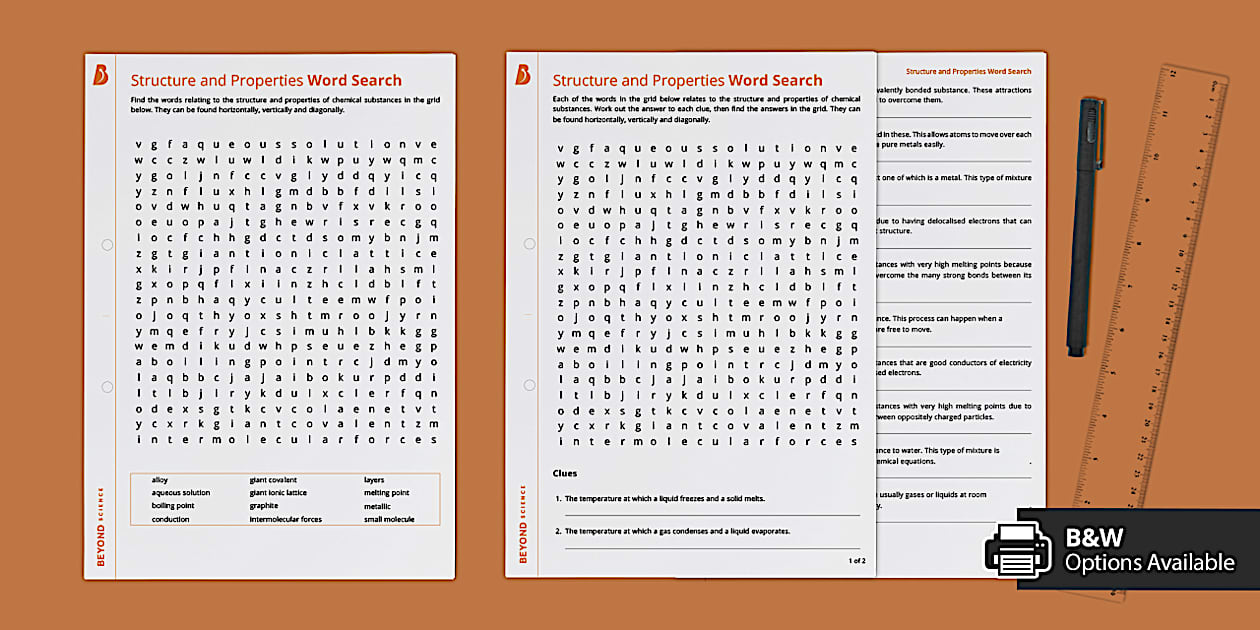 Structure and Properties Word Search (Combined) - Twinkl