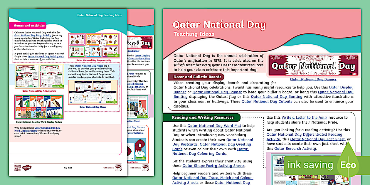Teaching Ideas - Qatar National Day 2023 (teacher made)